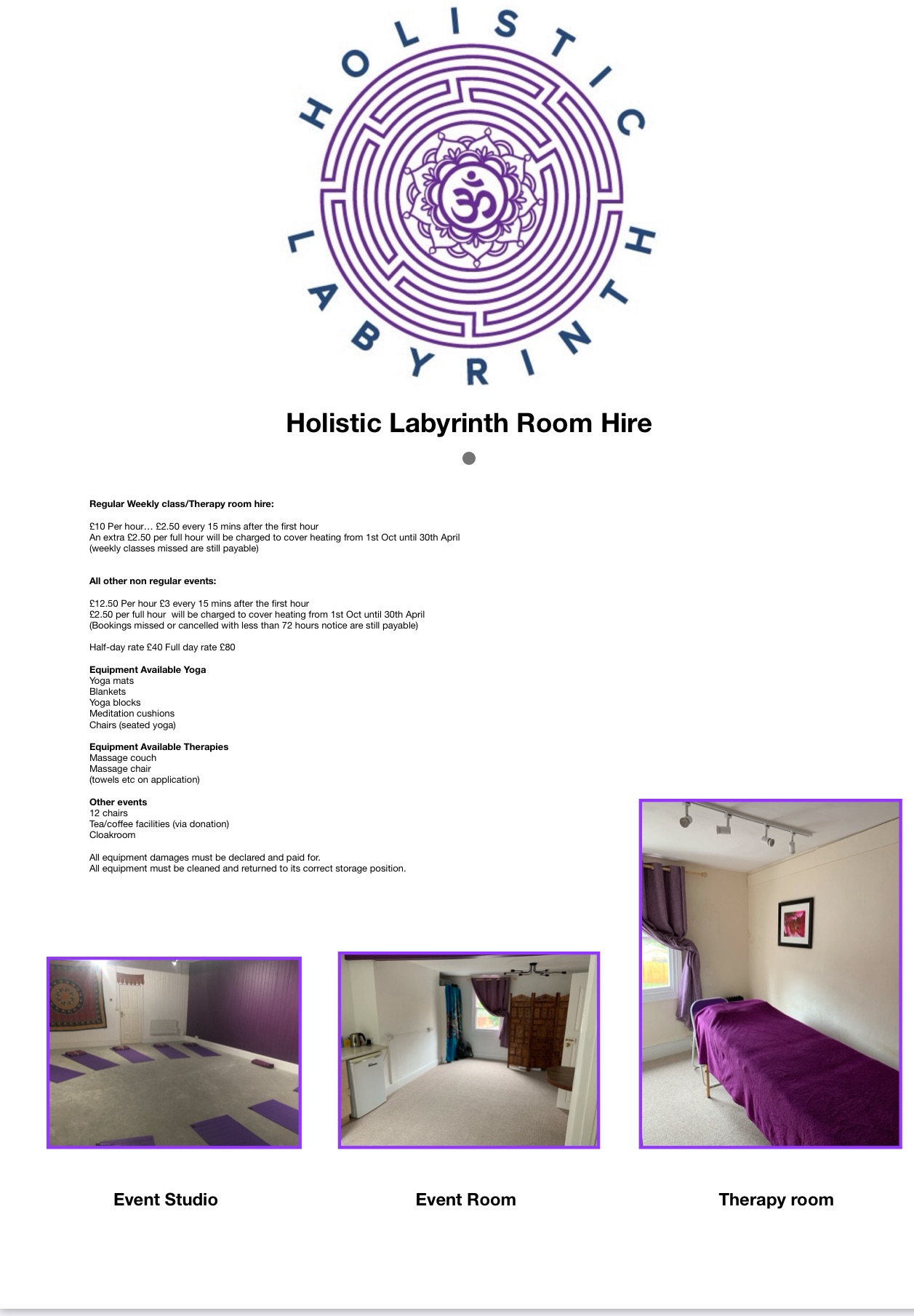Room Rental – Holistic Labyrinth